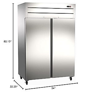 Commercial 2 Solid Door Freezer - Top Mount Compressor - 49 Cu. Ft.