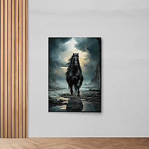 Majestic Black Stallion Galloping In The Clouds, Black Horse On Salt Flats, Canvas Print, Black Horse Print, Black Horse Wall Art, Canvas Prints, Art Decor