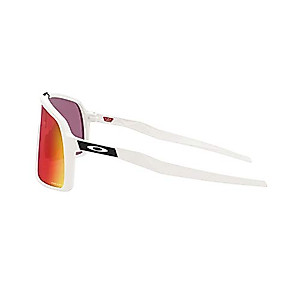 Oakley Men's OO9406A Sutro Low Bridge Fit Rectangular Sunglasses, Matte White/Prizm Road, 37 mm