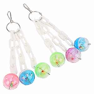 Xirfuni Bird Ball Toys, Plastic Bird Cage Ball Attractive Relieve Anxiety 2 Strings Biting with Hooks for Macaw for Budgie for Cockatiel