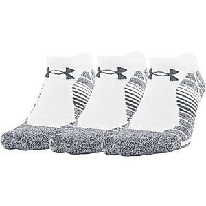 Under Armour Adult Elevated Performance No Show Socks, 3-Pairs , White , Large