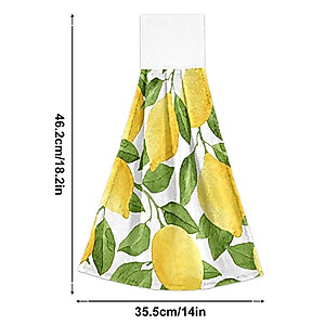 Hanging Kitchen Towel Lemon Absorbent Soft Hand Towel Hanging Tie Towels, 2 Pack