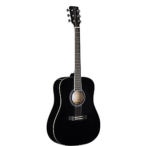 Stretton Acoustic Guitar Full Size Dreadnought 41 Inch Steel String Package D1 - Includes Everything a Beginner Needs To Get Started Playing Guitar - Black