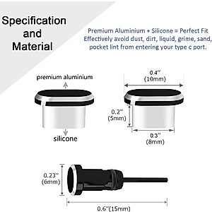 VIWIEU USB C Anti Dust Plugs Protector, Waterproof C Port Cover Cap Phone Charm 4 PCS Compatible with iPhone 15 Plus Pro Max Samsung Galaxy S24/S23/S22/S21/S20 Ultra Earbuds Wireless Charging (Black)