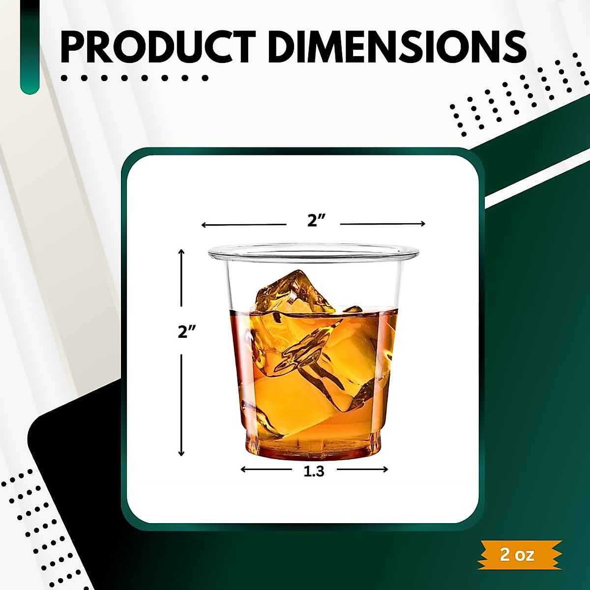 Green Direct Clear Disposable Cups | PET 2 oz Plastic Shot Glasses for Vodka, Whiskey, Tequila, Wine, and Jello Shots | Mini Party Cups for Tastings, Weddings, Catering, and Events, Pack of 100