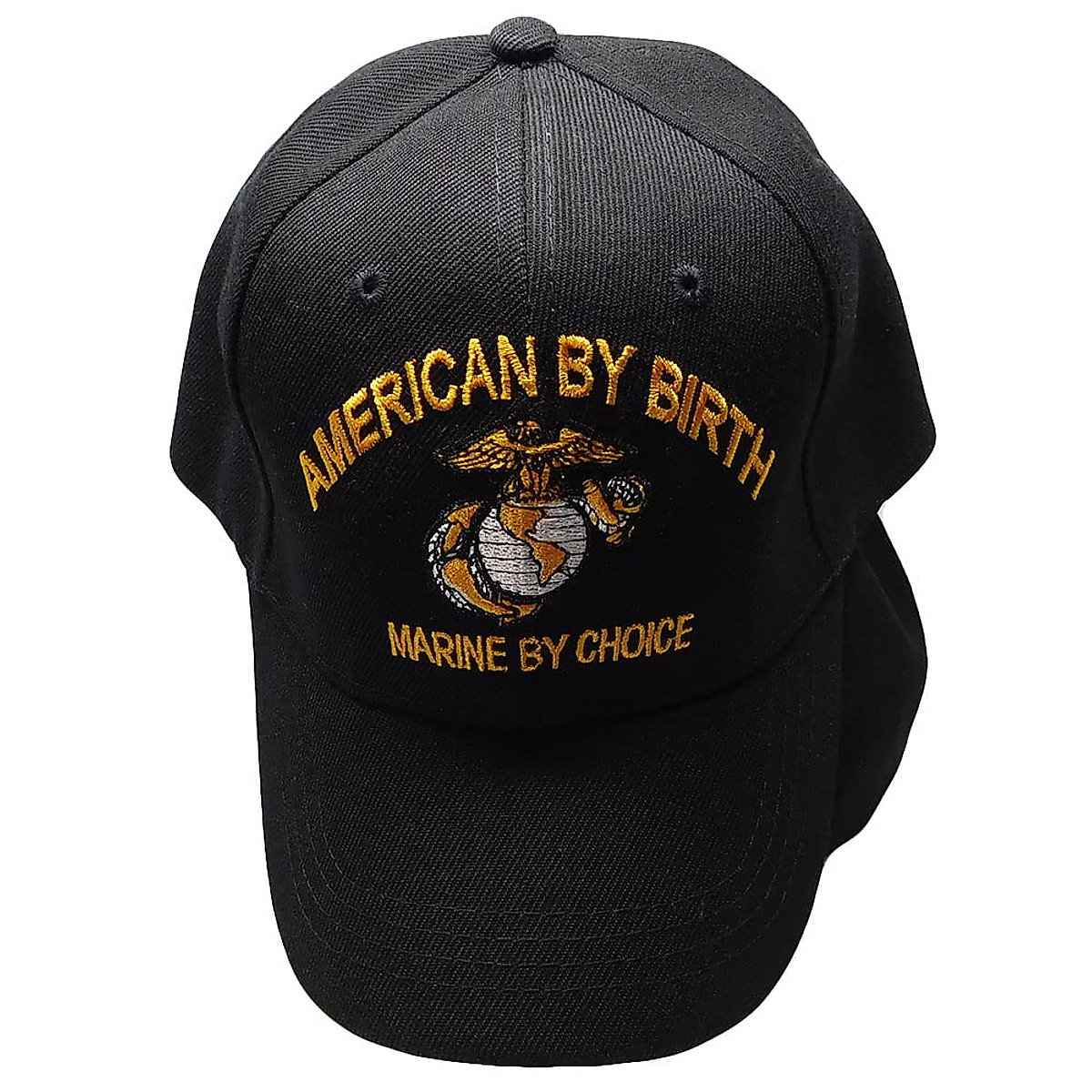 Trade Winds American by Birth Marine by Choice Black Acrylic Adjustable Embroidered Baseball Hat Cap - Officially Licensed