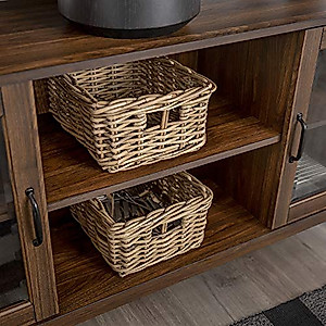 Walker Edison Tall Wood Universal TV Stand with Open Storage For TV's up to 58" Flat Screen Living Room Storage Entertainment Center, 52 Inch, Dark Walnut