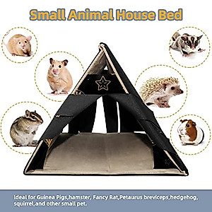 enheng Small Pet Hideout Gold Merry Christmas Wreath-01 Hamster House Guinea Pig Playhouse for Dwarf Rabbits Hedgehogs Chinchillas