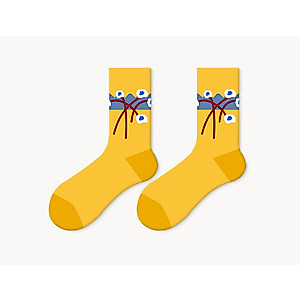 Azuki Women's Funky Crew Socks Multicolor Cartoon Graphic Funny Novelty Socks, 5 Pairs