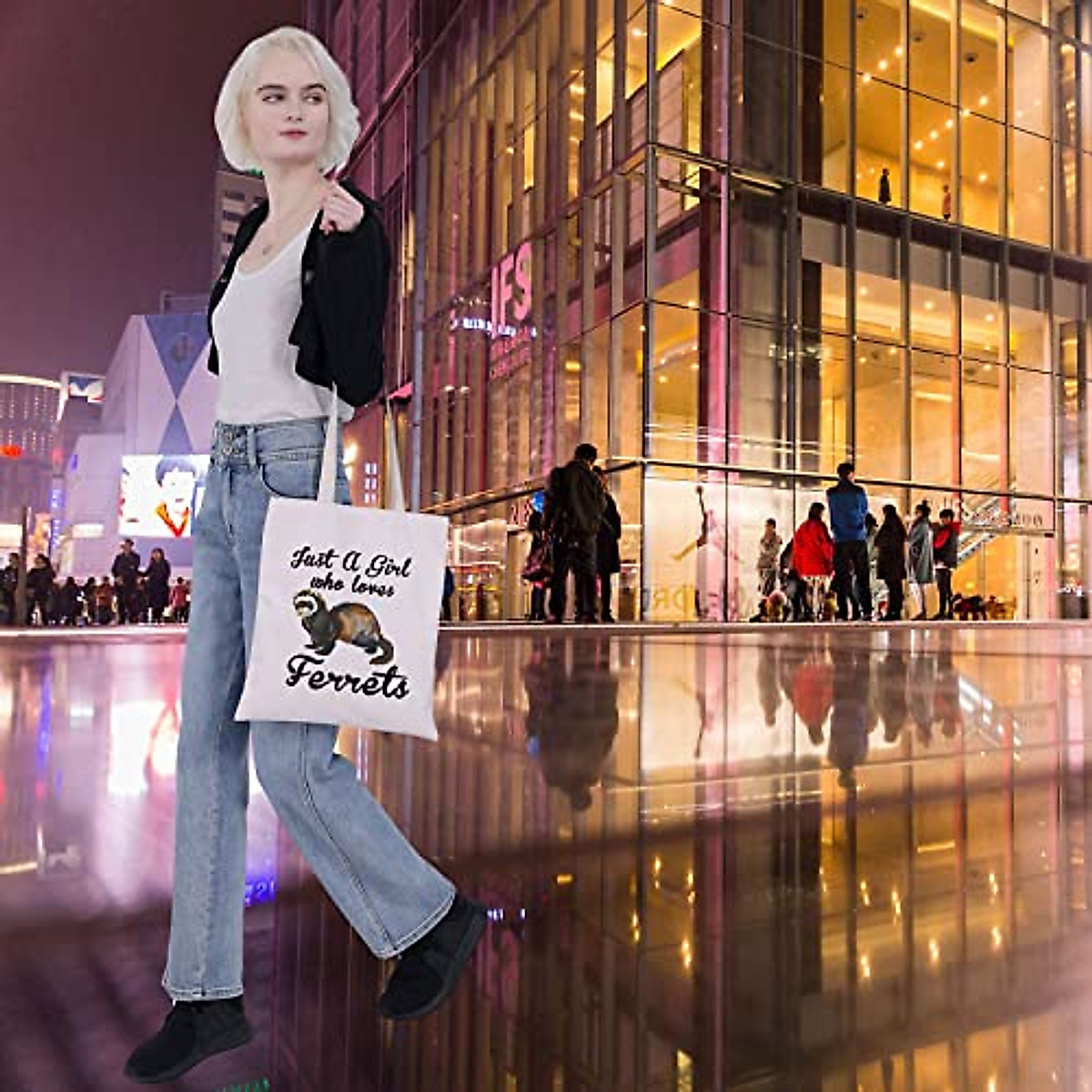 VAMSII Ferret Tote Bag Ferret Gifts for Ferret Lovers Ferret Owner Gifts just a Girl who Loves Ferrets Shoulder Bag(Ferret Tote Bag)