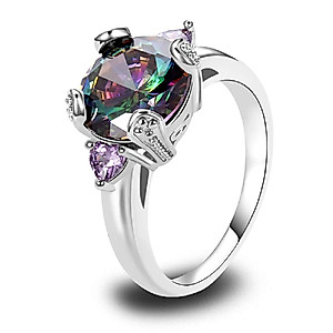 Narica Womens Brilliant Pear Cut Created Rainbow Topaz & Created Amethyst Cocktail Ring Size 10