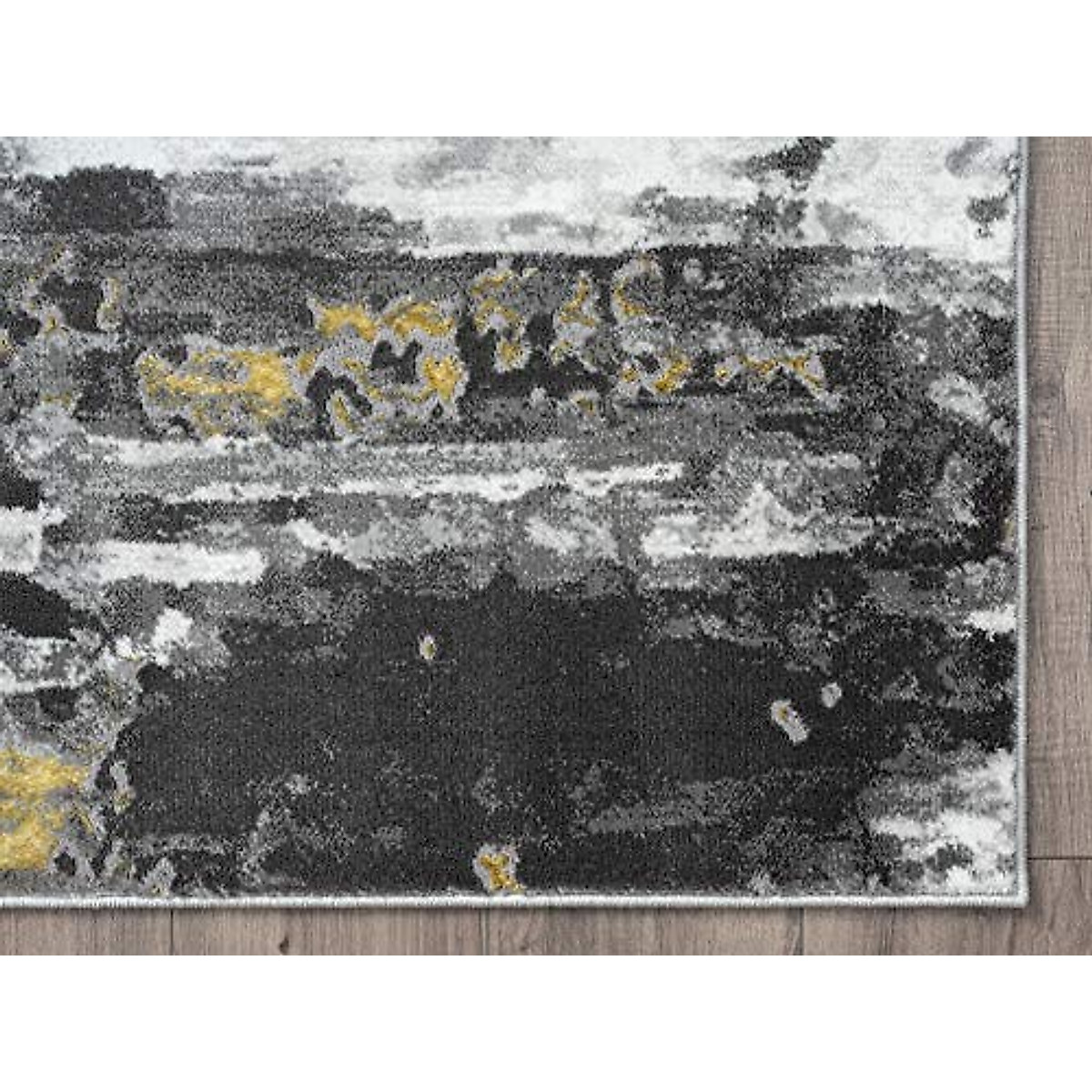 Abani Abstract Distressed Rug 6' x 9' - Contemporary Modern Gold & Grey Rugs Marbled Area Rug Living Room Rug