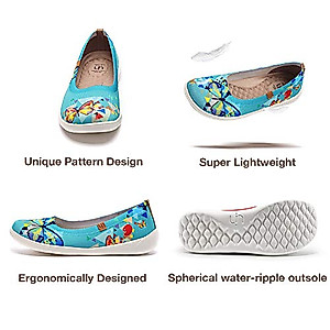 UIN Women's Ballet Flats Cute Casual Fancy Knit Art Painted Comfort Soft Round Toe Shoes Cubic Butterflies (38)