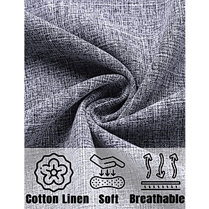 COOFANDY Men's Casual Shirts Button Down Linen Shirt Short Sleeve Cotton Linen Shirts for Men Summer Beach Yoga T Shirts Dark Blue Grey