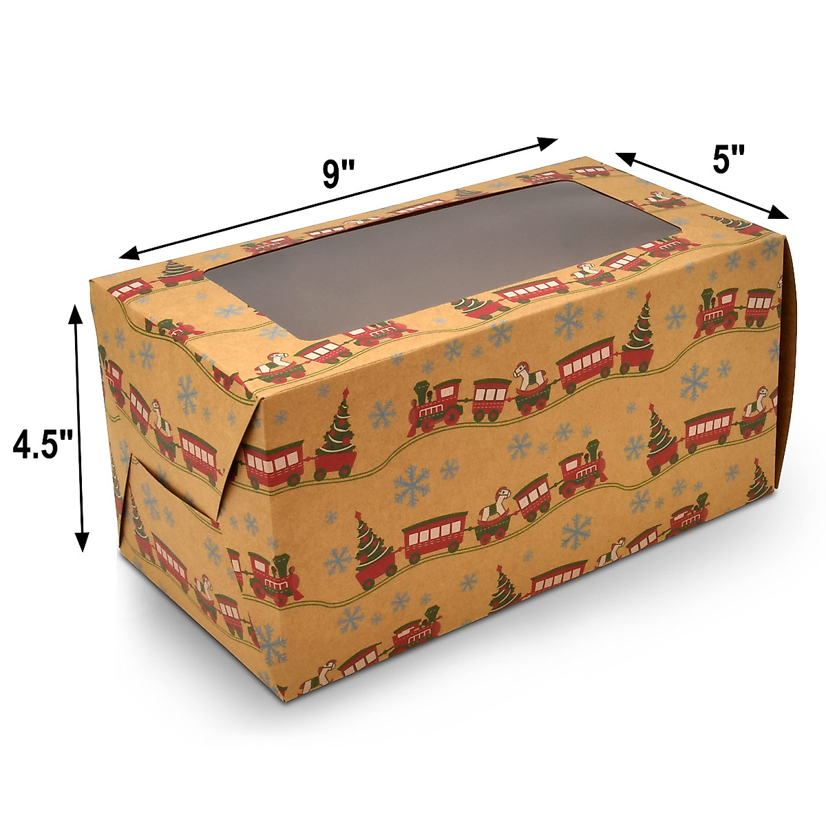 Gift Boutique 24 Christmas Bakery Boxes Holiday 2 Pound Loaf Pan Treat Boxes Brown Kraft Paper Box with Window for Baking Cupcake Goodies Food Gift Packaging Containers Party Favors 9" X 5" X 4.5"