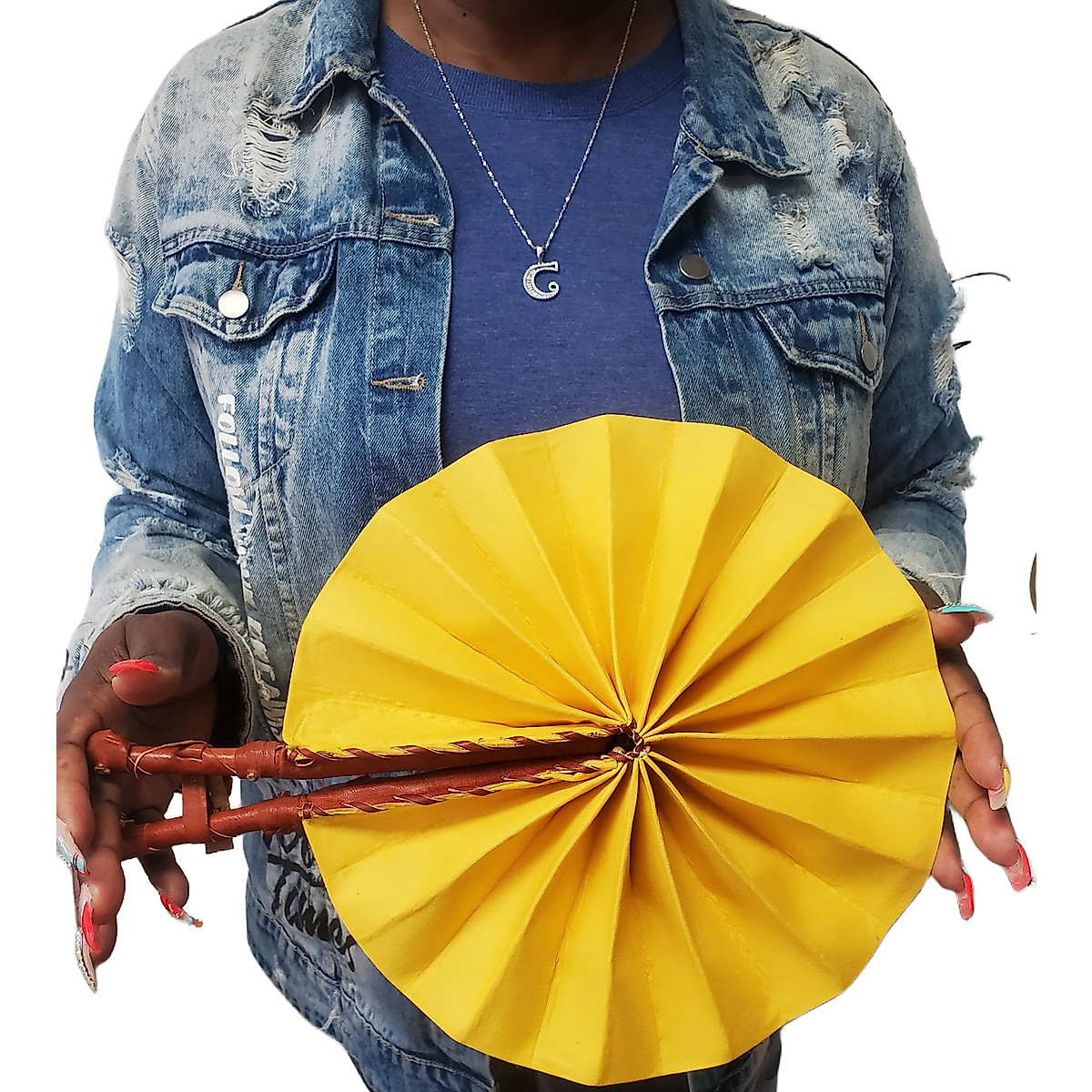 AHIASTRING AFRICAN FOLDING FAN | CHURCH FAN | TV FAN | HAND HELD FOLDING FAN | SUMMER HAND FAN | SPORTS HAND FAN WITH A POUCH (200)