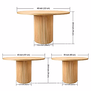 SIMTONAL Round Dining Table Modern Wood Kitchen Table 35'' Circular Tabletop for Leisure Coffee Table,35''L x 35''W x 29.9''H