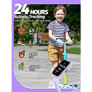 Butele Kids Smart Watch Girls Boys, Smart Watch for Kids Game Smart Watch Gifts for 4-16 Years Old with Sleep Mode 20 Sports Modes 5 Games Pedometer Birthday Gift for Boys Girls (Purple)
