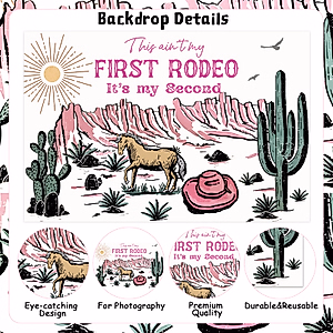 Wonmelody Western Cowgirl 2nd Birthday Decorations Backdrop This Aint My First Rodeo Birthday Party Decorations My 2nd Rodeo Birthday Decorations Wild West Second Birthday Background Banner for Girl