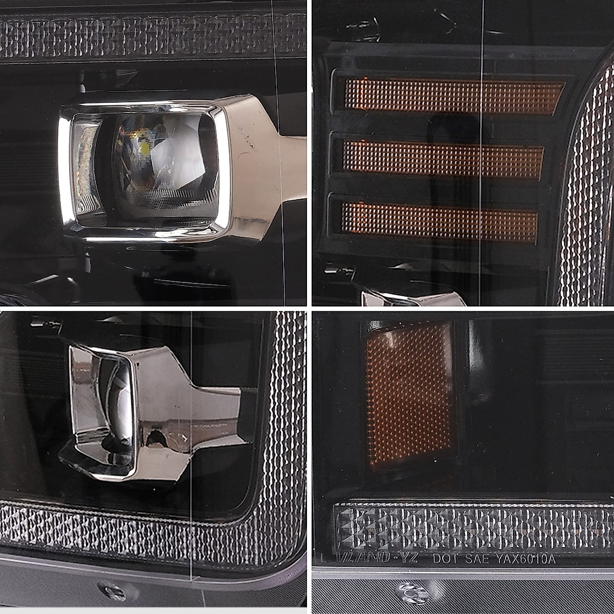 VLAND LED Headlights Compatible For [2015-2017 Ford F150 XL, XLT, Lariat, King Ranch, Platinum, Limited] With Dynamic Amber DRL & Turn Signal Lights, (Factory Halogen ONLY)