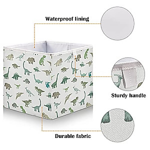 Kigai Cube Storage Bin Wildlife Dinosaurs Foldable Storage Basket Toy Storage Box for Home Organizing Shelf Closet Bins, 11 x 11 x 11-Inch