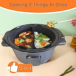 KSUYICA Crock Pot Divider Insert Silicone, Slow Cooker Dividers Silicone Liners Fit 6-8 Qt Crockpots, Reusable BPA Free Leakproof crock pot liner Accessories Cooking Liner for Most Slow Cooker (Black)