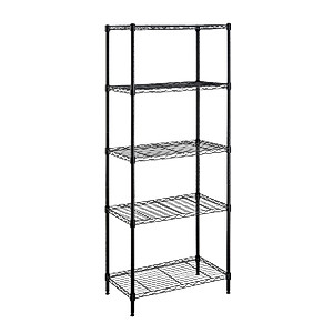 Amazon Basics 5-Shelf Adjustable Storage Shelving Unit, 200 Pound Loading Capacity per Shelf, Steel Organizer Wire Rack, 24 x 14 x 60 Inches (LxWxH), Black