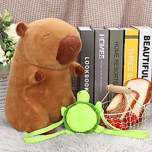 Cute Capybara Plush Toy, 12 INCH Capybara Stuffed Animals Plushies with Removable Turtle Backpack, Soft Capybara Doll Pillow for Kids Boys Girls Birthday Gifts
