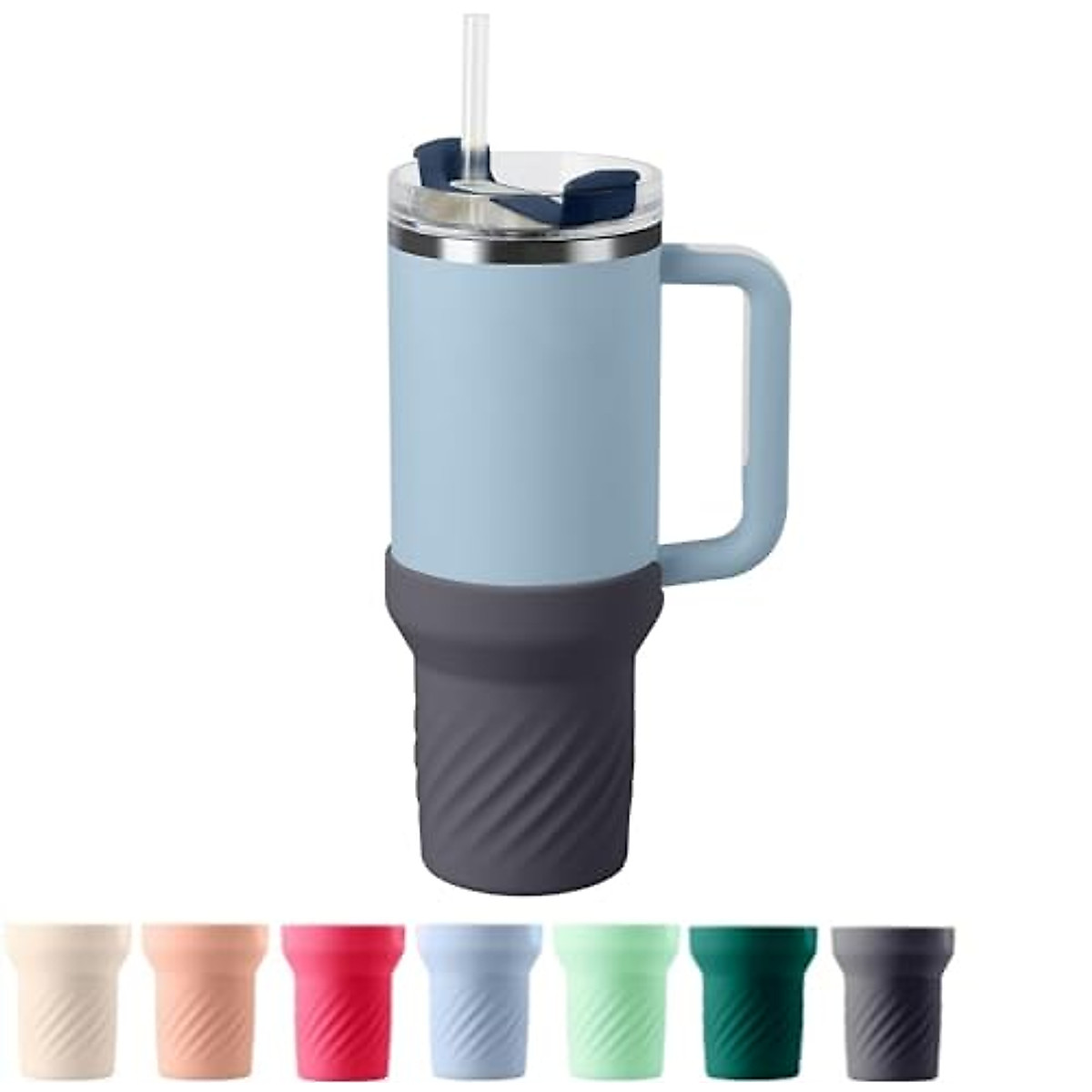 Silicone Boot for Stanley Cup 40 oz Quencher,Cup Bottom Protector Sleeve,Water Cup Accessories for Stanley Quencher H2.0 FlowState Tumbler 40oz/Stanley Adventure Quencher Tumbler (40OZ, Gray)