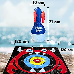 Giggle N Go Outdoor Games for Kids, Adults & Family - The Original Flarts Floor and Yard Darts Game with Inflatable Pins, Lawn Pegs and Mat - Monster Theme, Easter Basket Stuffers Gifts for Kids