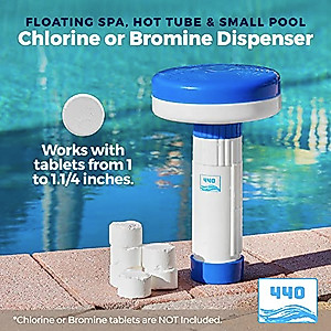 440 Mini Premium Floater Dispenser for Spa, Hot Tub and Small Pools for 1 Inch Chlorine or Bromine Tablets. (Tablets NOT Included) Adjustable Chemical Float from 0 to 13 Flow Control