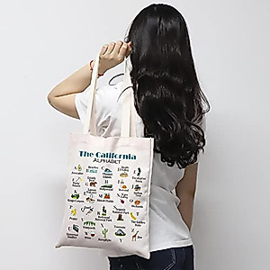 MNIGIU California Canvas Tote Bag California State Gift California Eco Tote Bag Reusable Bag Welcome Bag (Shopping Bag)