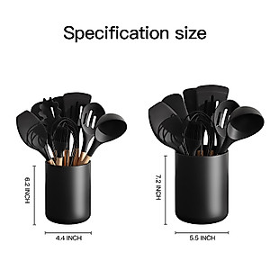 SmartHom Large Utensil Holder for Kitchen Counter, Matte Black Cooking Utensils For Countertop, Modern Ceramic Spatula Crock, Rustic Porcelain Jar Farmhouse Décor 5.5 * 7.2 IN (UH-01)