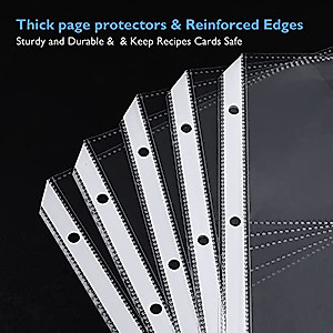 MaxGear Recipe Card Protectors (60 Pack, 4x6 inch Pockets) Recipe Card Holder for 8.5 x 9.5 3 Ring Binder, 2 Pockets Per Page, Recipe Binder Photo Refill Pages, Perfect for Recipe and Photo Sleeves