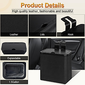 GaRhomxy Car Trash Can, PU Leather, 1.5 Gallon Capacity, Black Color, Foldable Design, Can Also Be Used As Storage Bag