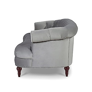 Jennifer Taylor Home La Rosa Victorian Chesterfield Tufted Sofa, Opal Grey Velvet
