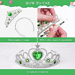 Vicloon Princess Dress Up Accessories, 3 Pcs Elsa Dress Up Set for Toddler Girls with Elsa Crown,Wand,Gift Sets for Little Girls Christmas Party Cosplay Set for 3+ Years Old