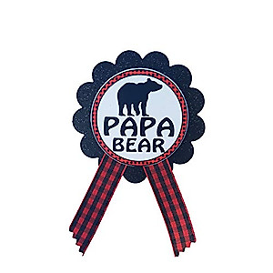 Lumberjack Party Baby Shower Sash & Pins Made In USA Woodland Mama Bear Mommy Daddy to Be Grandma Badges Button Buffalo Plaid
