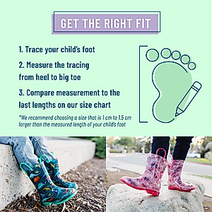 Wildkin Kids Rain Boots for Toddlers Boys & Girls, 100% Water Proof Rain Boots for Kids with Easy Slip-On Handles, Features No-Slip Tread, Ideal for All Seasons, Size 7 (Rainbow Hearts)