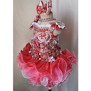Jenniferwu G016 Infant Toddler Baby Newborn Little Girl's Pageant Party Birthday Dress Peach Size 18-24M