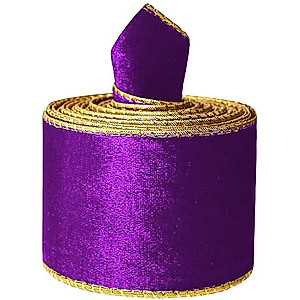 Purple Wired Velvet Ribbon for Gift Wrapping, Chrisrtmas Tree (2-1/2 inch, 5 Yards)