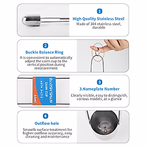 BAOSHISHAN NO.2 Zahn Cup Viscosity Cup #2 Dip Type 44ml Stainless Steel Viscometer Flow Cup for Paint Finishes Oil