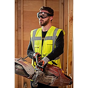 Defender Safety DVP2 Clear Safety Goggles, Eye Protection, Anti Fog, Impact & Chemical Resistant, ANSI Z87+ (Black)