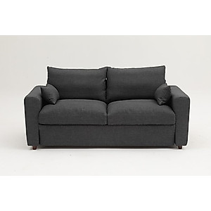 Panana Loveseat Sofa 2 Seater and 3 Seater Modern Couch, Fabric Couch with Under Storage Seat Cushion,Track Armrest, Comfy Couches for Small Spaces, Living Room (Dark Gray Linen Fabric, 2 Seater)