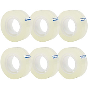 6 Rolls Transparent Tape Refills, Clear Tape, All-Purpose Transparent Glossy Tape for Office, Home, School