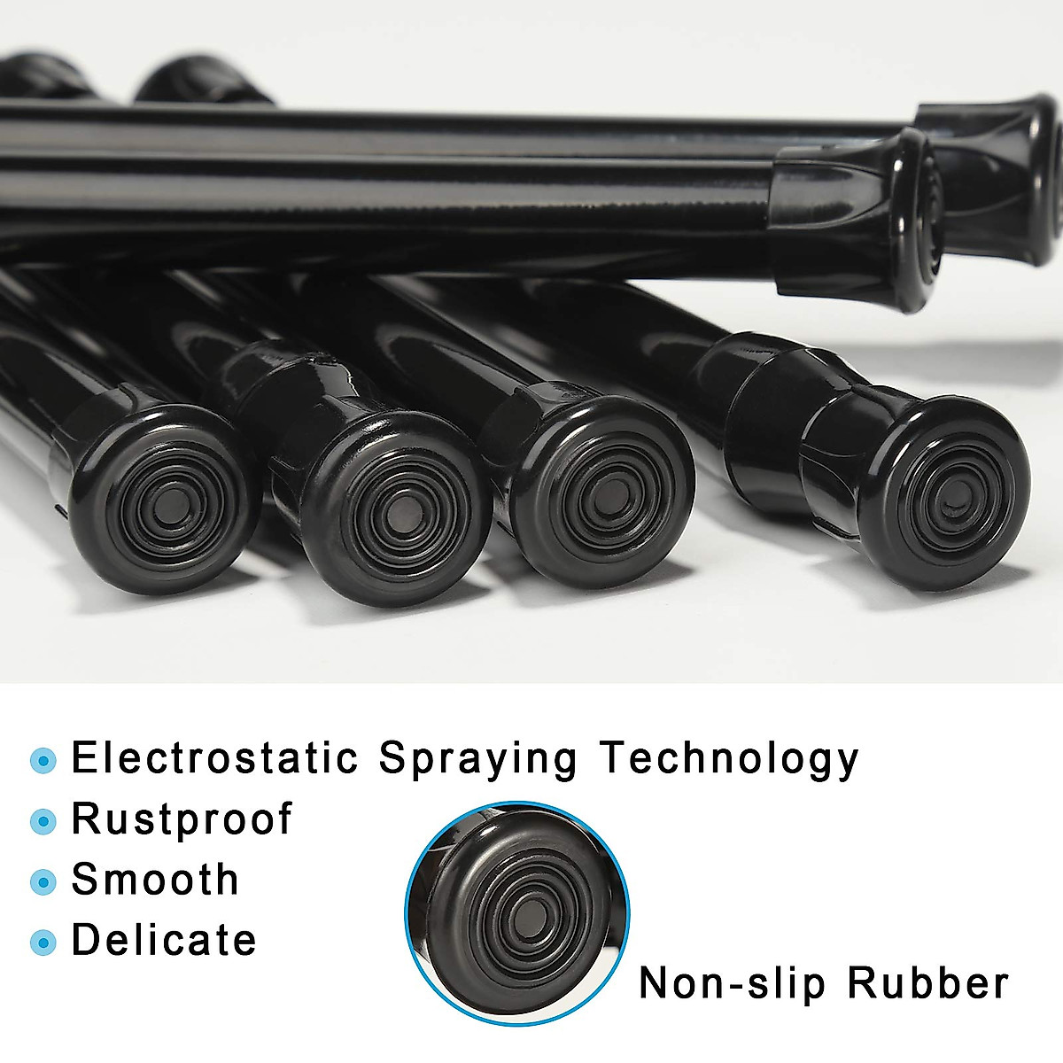 6Pcs Small Tension Rod, Goowin Tension Rod, No Drilling Rustproof Spring Adjustable Mini Tension Curtain Rod for Closet, Cupboard, Wardrobe, Bookshelf, Black (7-11 inch)