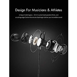 VEENAX Pogo Wireless Headphones, Bluetooth Sport Earphones, Fitness Earbuds with Mic, Magnetic and Super Bass, 8H Playtime, Sweatproof, in Ear Stereo Headset for iPhone iPad iPod Phone MP3, Black