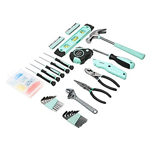 Amazon Basics Household Tool Set with Tool Storage Box - 150-Piece, Pink