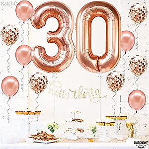 Giant Rose Gold 30th Birthday Balloons - 40 Inch, 30th Birthday Decorations for Her | Rose Gold 30 Balloons Confetti | 30th Birthday Decorations for Women | 30 Balloon Numbers, 30 Birthday Decorations