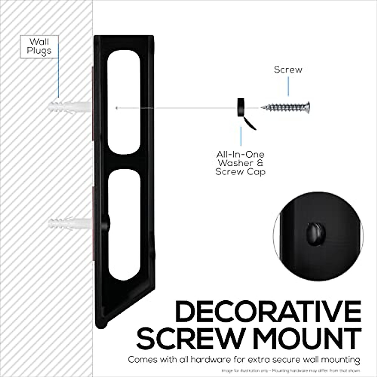 BRAINWAVZ Wall Mount Laptop Holder with Adhesive & Screw in, 1.2" / 31mm, for Macbooks, Surface, Keyboards, Switch, Tablets & More